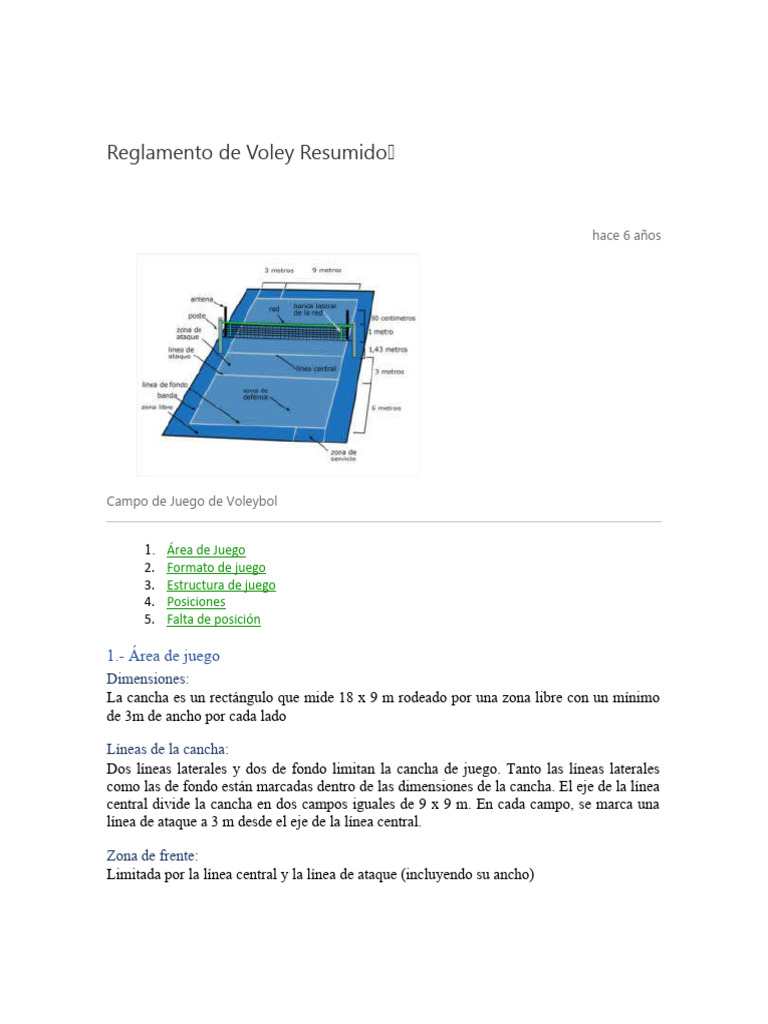 Reglamento Básico Voley | PDF | Vóleibol | Deportes