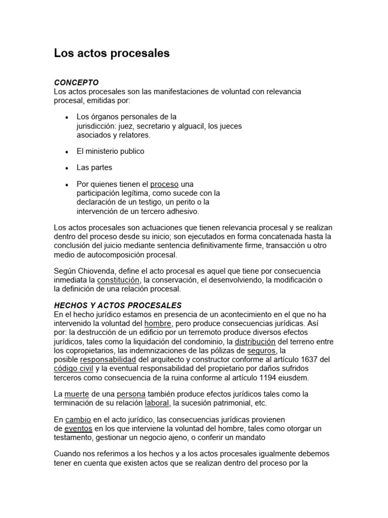 Los Actos Procesales | PDF | Ley procesal | Queja