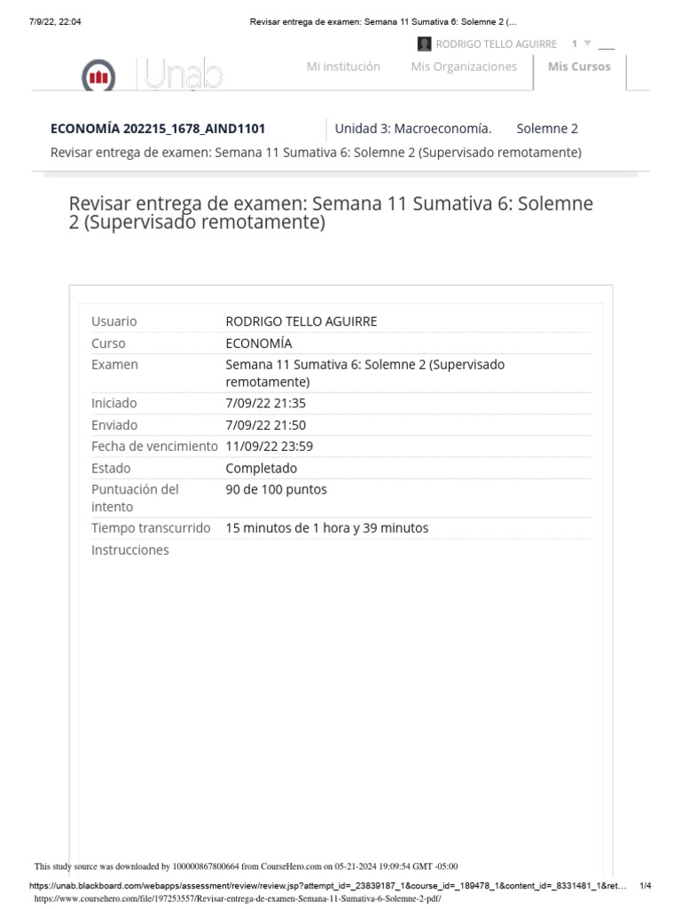 Revisar Entrega de Examen Semana 11 Sumativa 6 Solemne 2 .. .PDF | PDF | La política fiscal ...