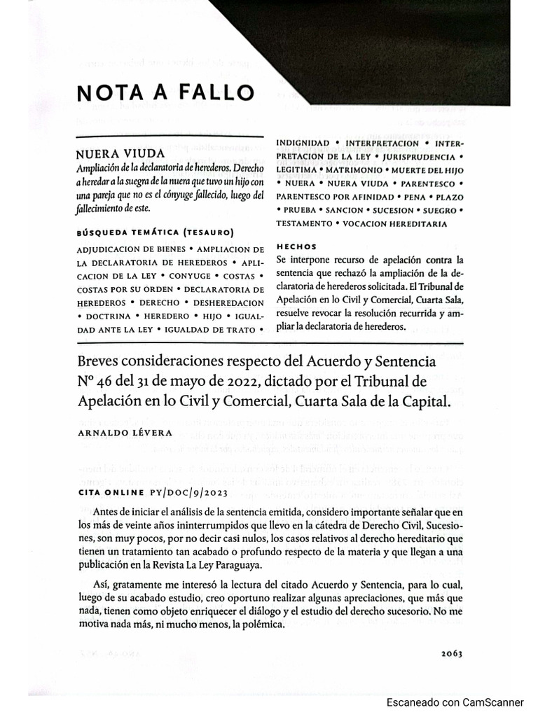 Nota A Fallo - Arnaldo Levera Gomez | PDF