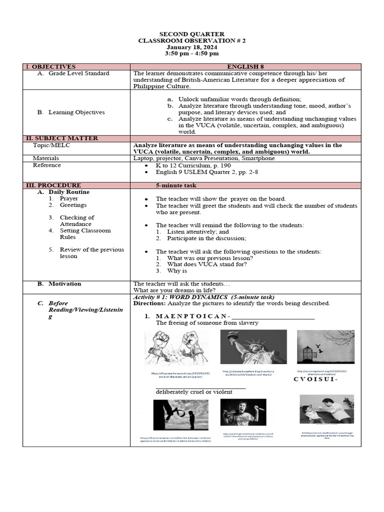 2ndquarter Lesson Plan CO2 2023-2024 - G9 | PDF | Cognition