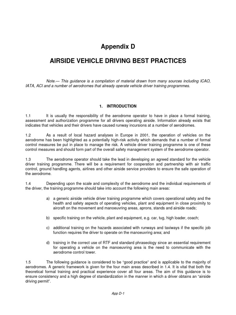 Airside Vehicle Driving Best Practices | PDF | Airport | Air Traffic ...