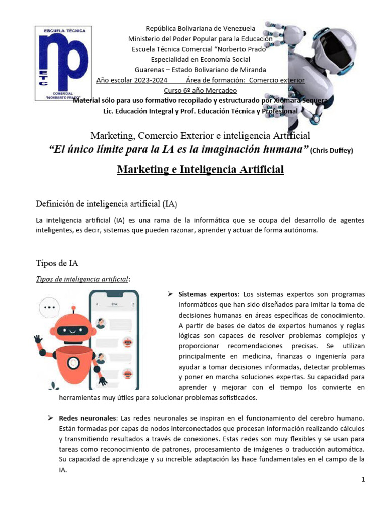 Comext Elementos IA y Marquétin | PDF | Inteligencia artificial ...