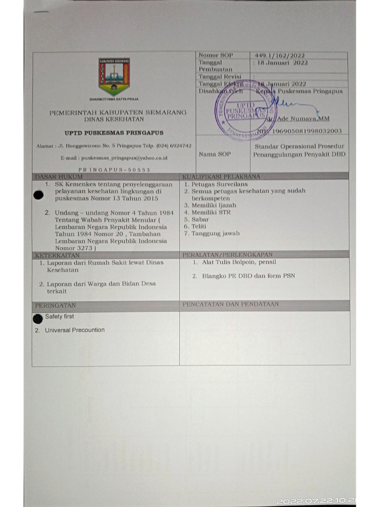 SOP Penanggulangan DBD | PDF