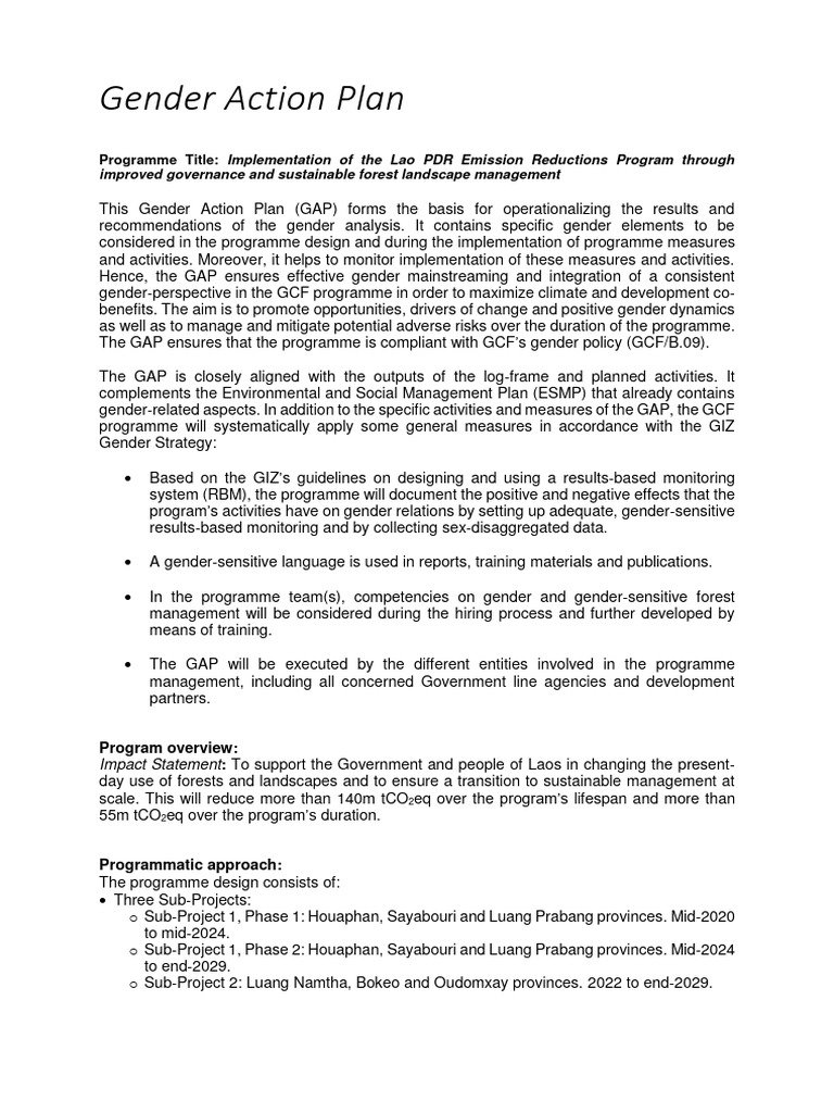 Gender Action Plan - Eng | PDF | Economies | Natural Environment