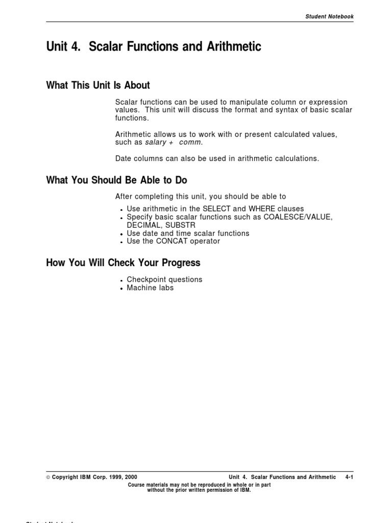 Arithmetic and Scalar Func | PDF | Ibm Db2 | Sql