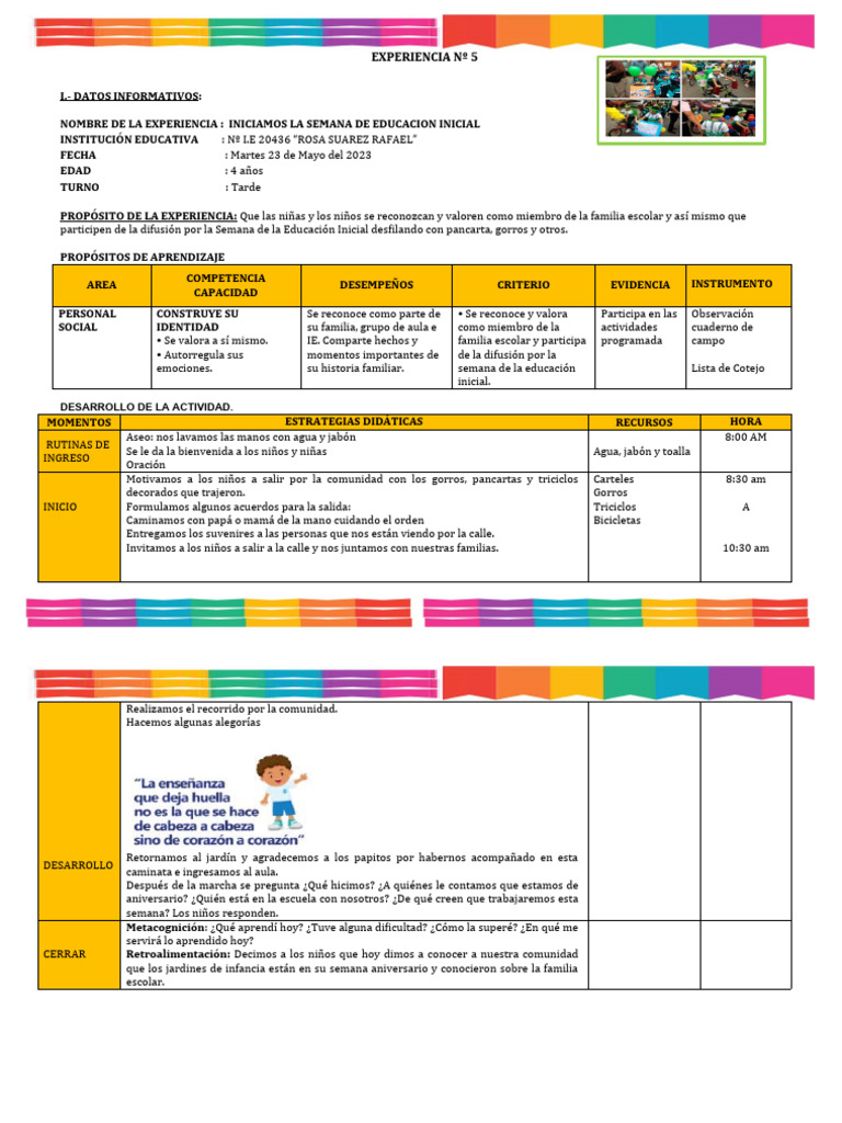 Experiencia #5 Informamos A La Comunidad La Celebracion de Educacion ...