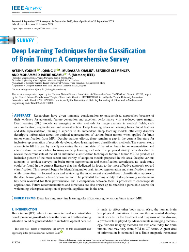 Deep Learning Techniques For The Classification of Brain Tumor A ...