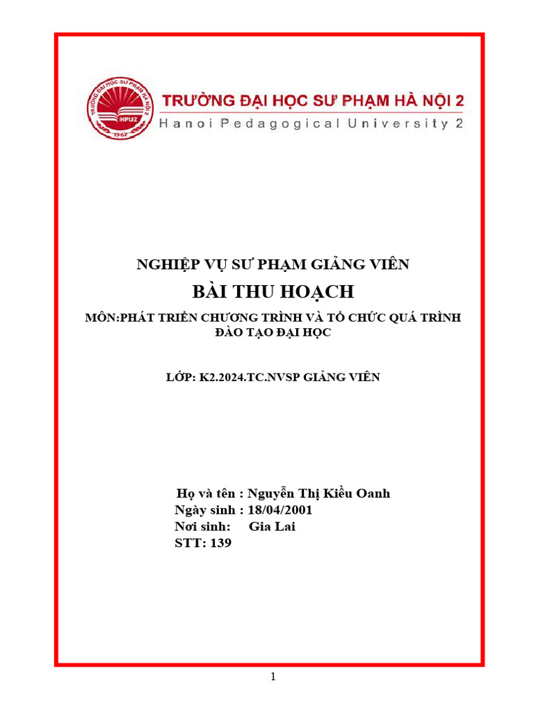 PHÁT TRIỂN CT VÀ TC QT ĐT ĐH -Nguyễn Thị Kiều Oanh | PDF