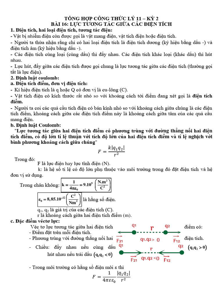 T NG H P Công TH C Lý 11 | PDF
