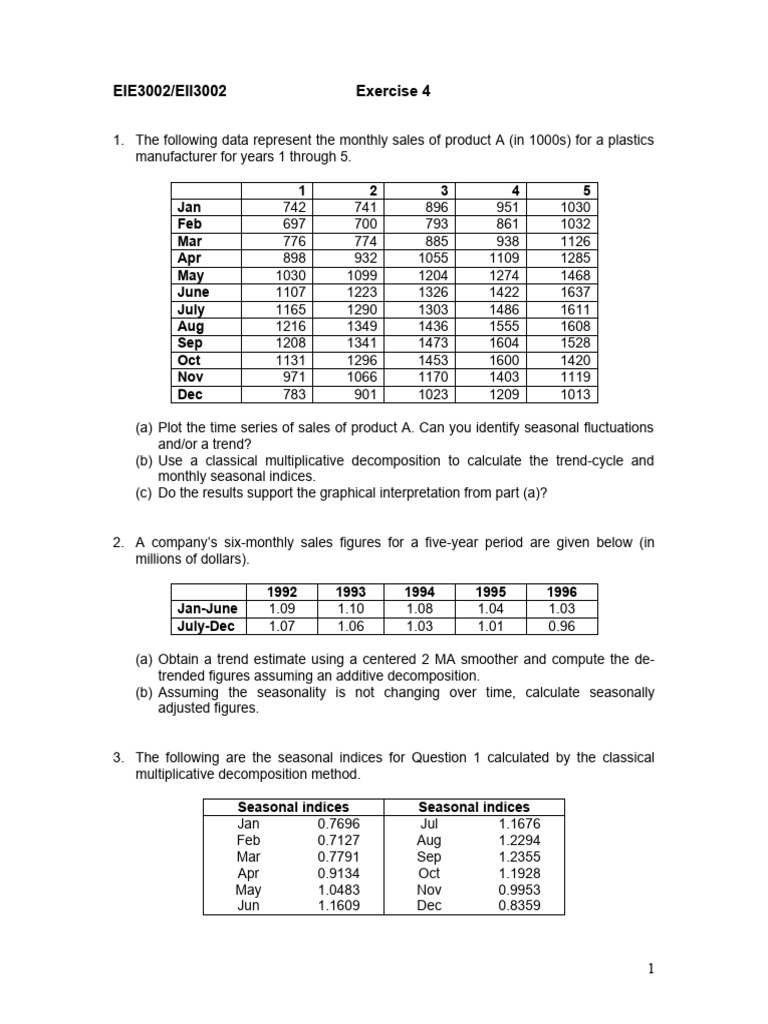 Exercise 4 | PDF | Seasonality