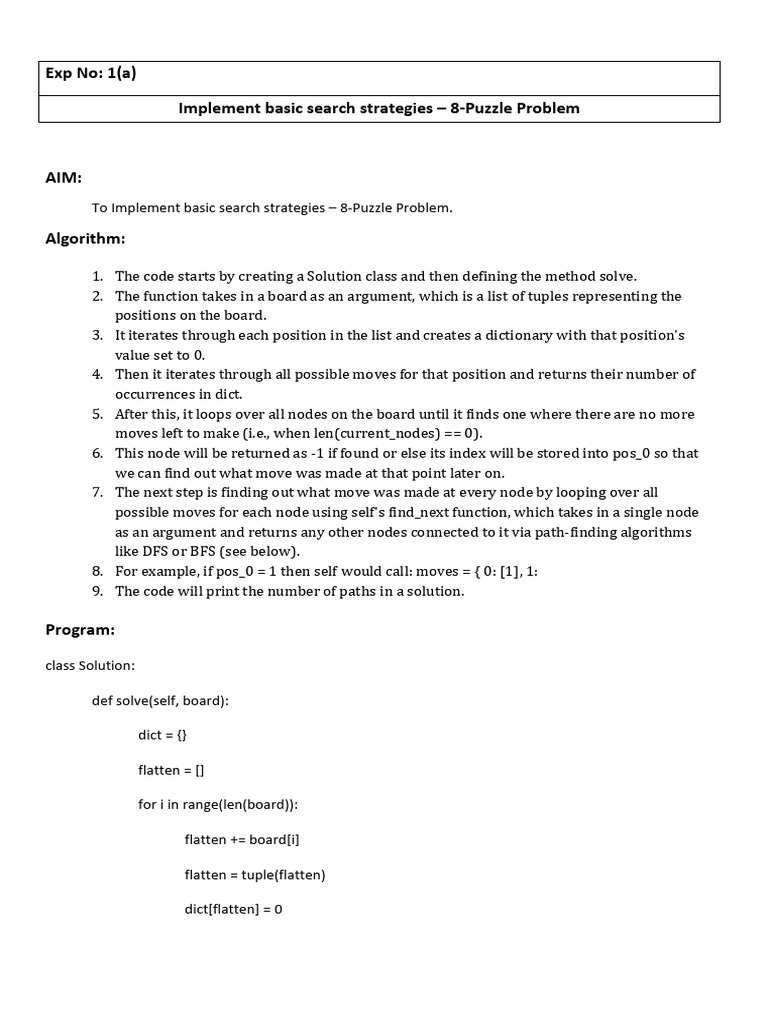 AI LAB BOOK | PDF | Computer Programming | Algorithms And Data Structures