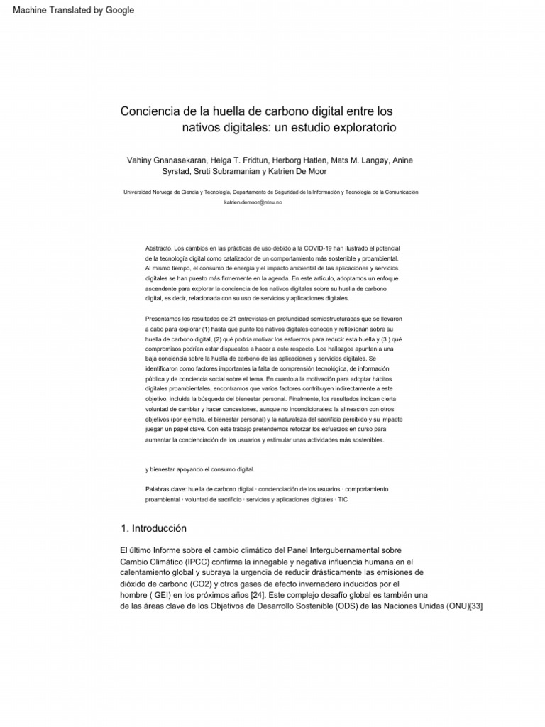 T2021 - Digital Carbon Footprint Awareness Among Digital Natives - An Exploratory Study | PDF ...