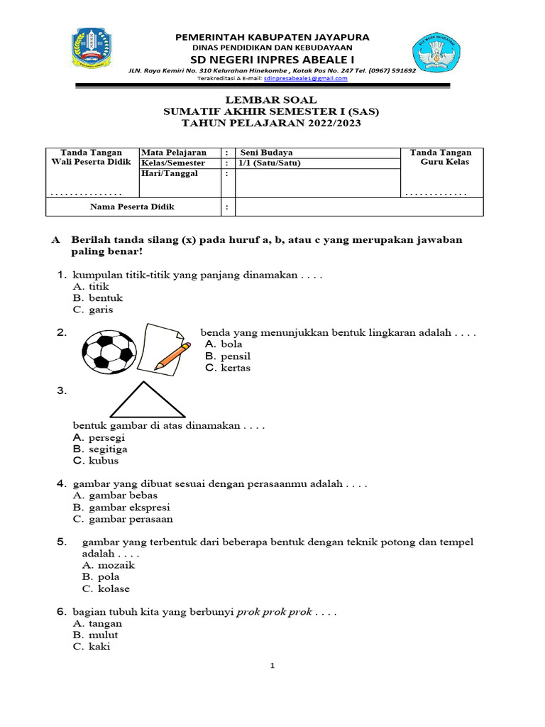 Sts SBDP Kelas 1 | PDF