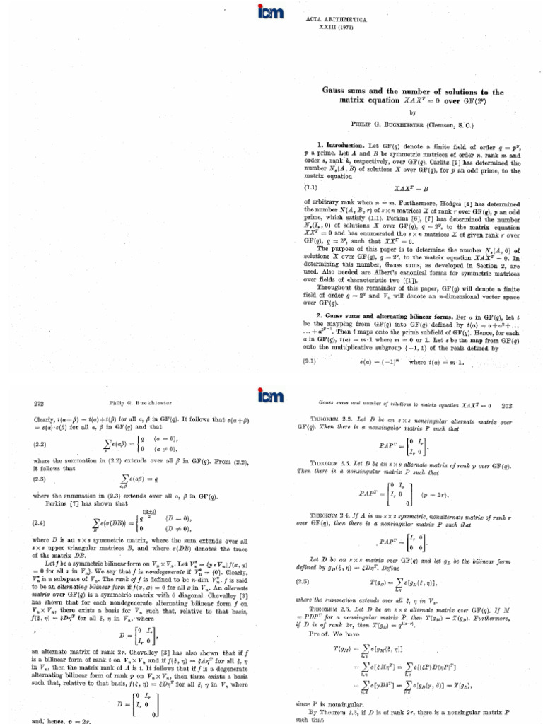 Gauss Sums and The Number of Soluti | PDF