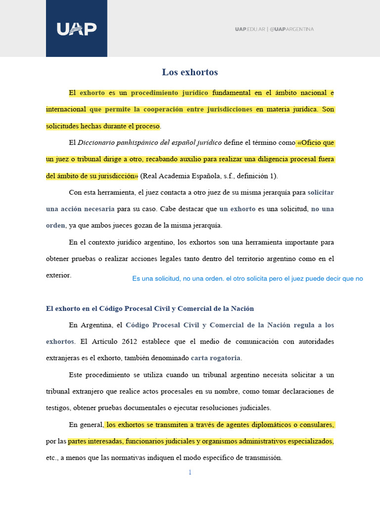 Exhortos: Guía Jurídica Argentina | PDF | Ley procesal | Juez