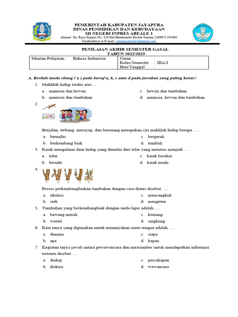 PAS B.Ind Kelas 3A SMT 1 | PDF