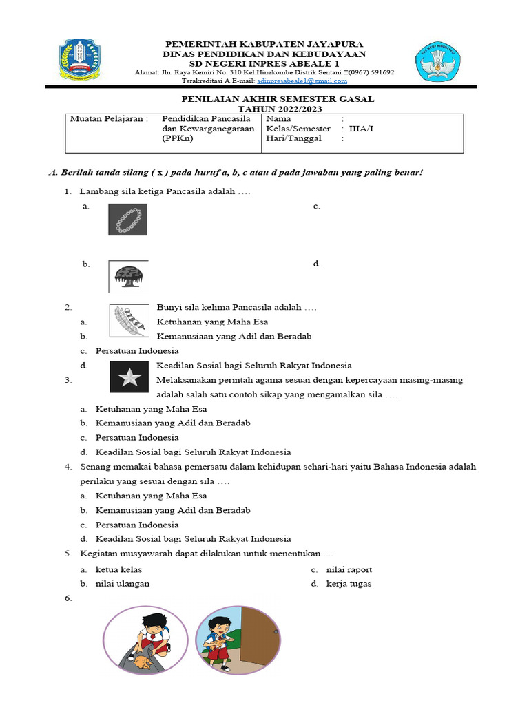 PAS PPKN Kelas 3A SMT 1 | PDF | Karier & Perkembangan
