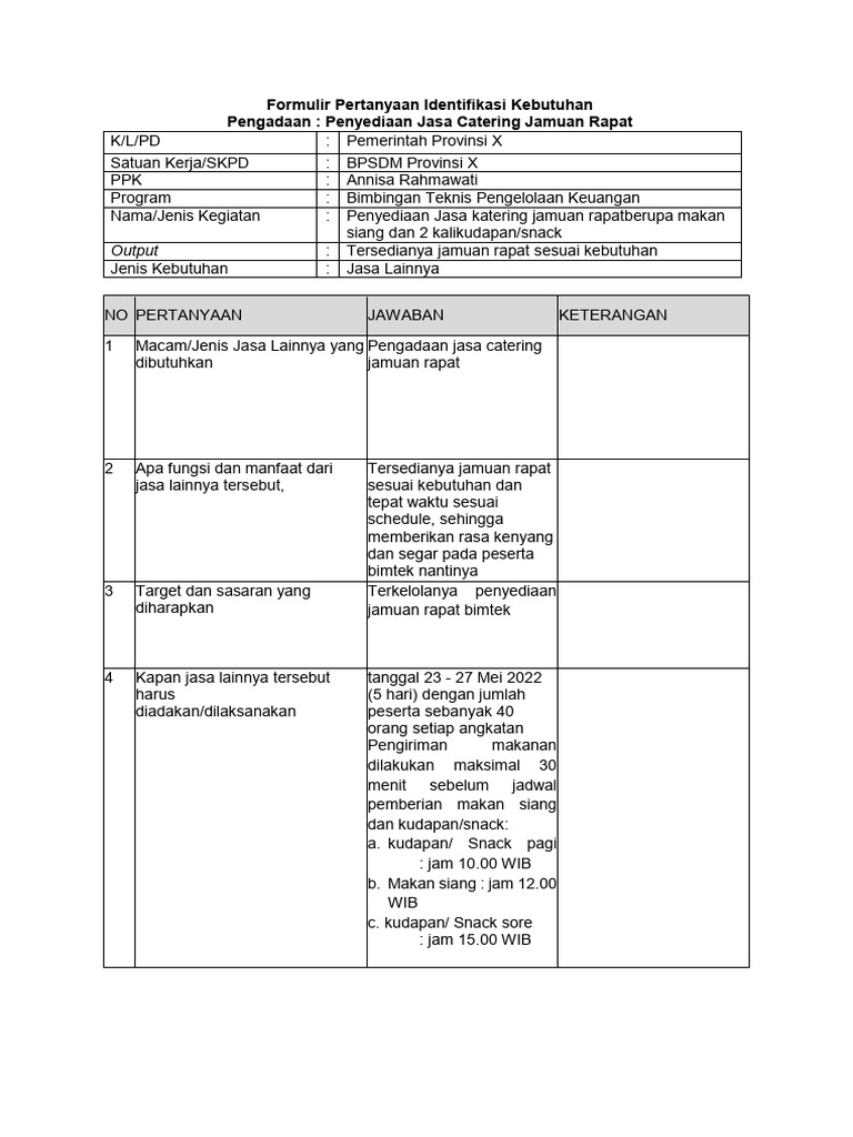 Lampiran 3 - Form Identifikasi Kebutuhan | PDF
