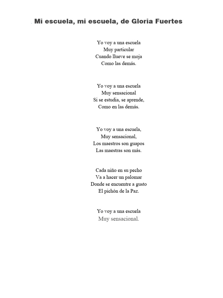Mi Escuela Poema | PDF