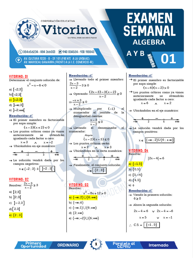 Examen de Area 01 Algebra Modulo III | PDF | Álgebra | Conceptos matemáticos