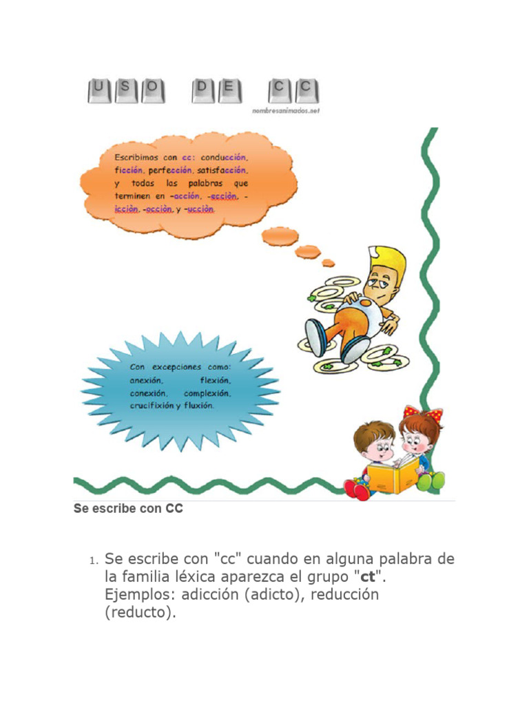 Reglas de escritura con "cc" y "x" | PDF | Lingüística | Fonética