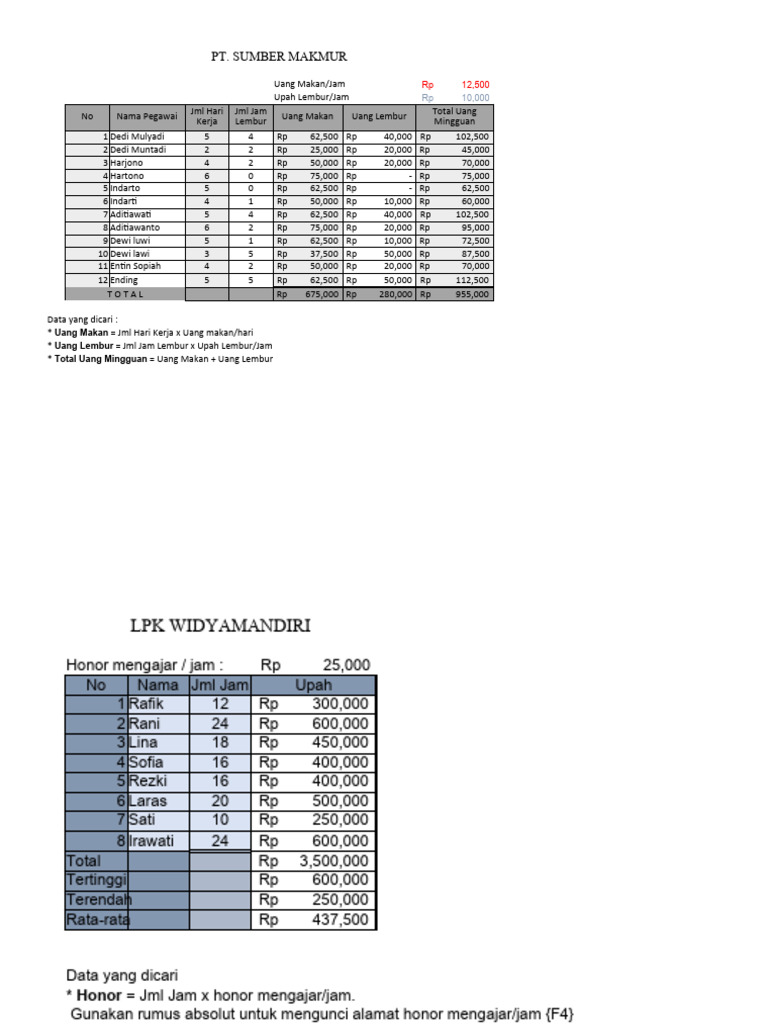 Latihan - Soal - Excel 1 | PDF
