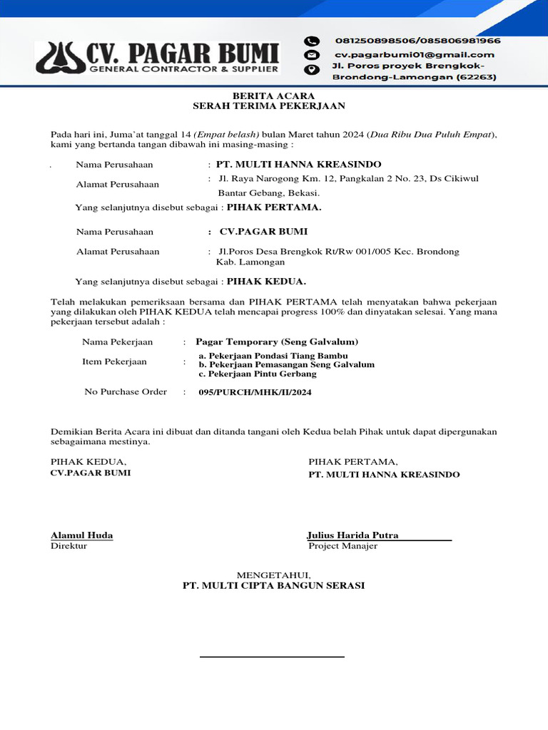 BASTP Pagar Temporary | PDF