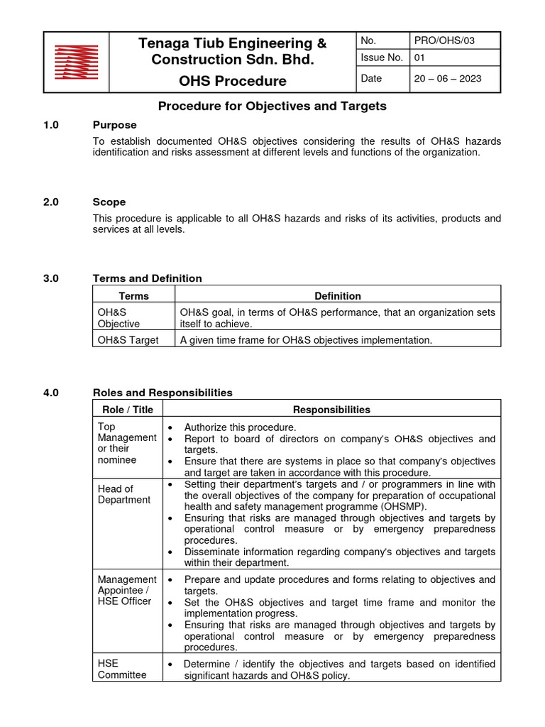 HSE Objective & Target | PDF | Risk | Feasibility Study