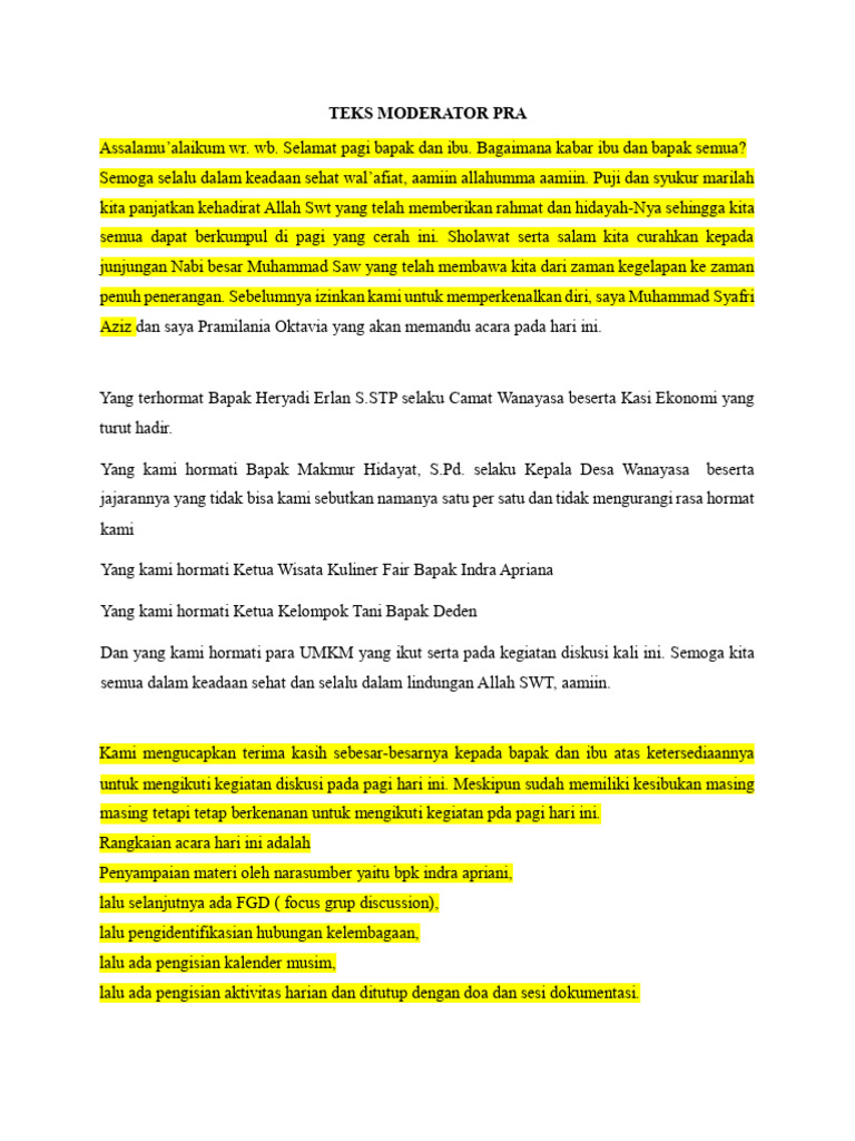 Teks Moderator PRA UMKM | PDF