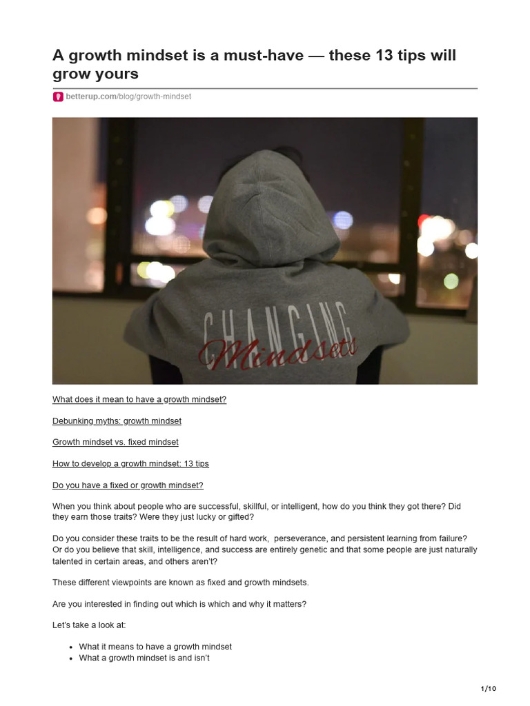 A growth mindset | PDF | Mindset | Cognition