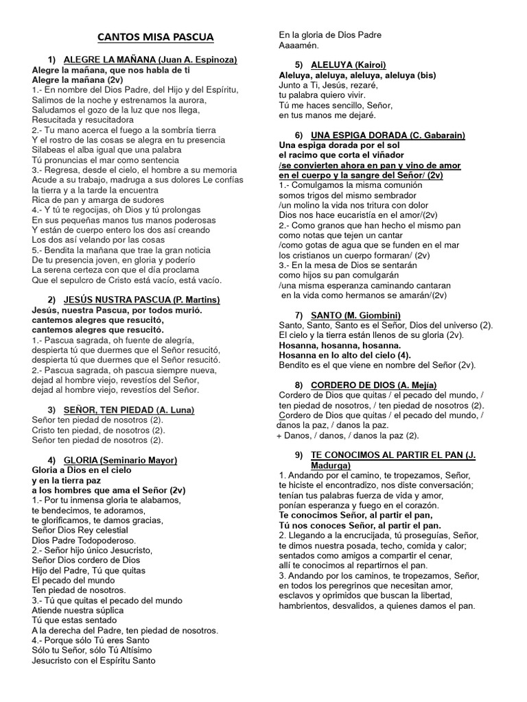 Cantos de Pascua (1) - 1 | PDF | eucaristía | Cristo (título)