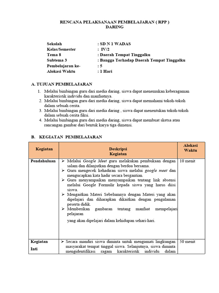 RPP 6 April Pigp Fix | PDF | Karier & Perkembangan | Kesehatan Holistik