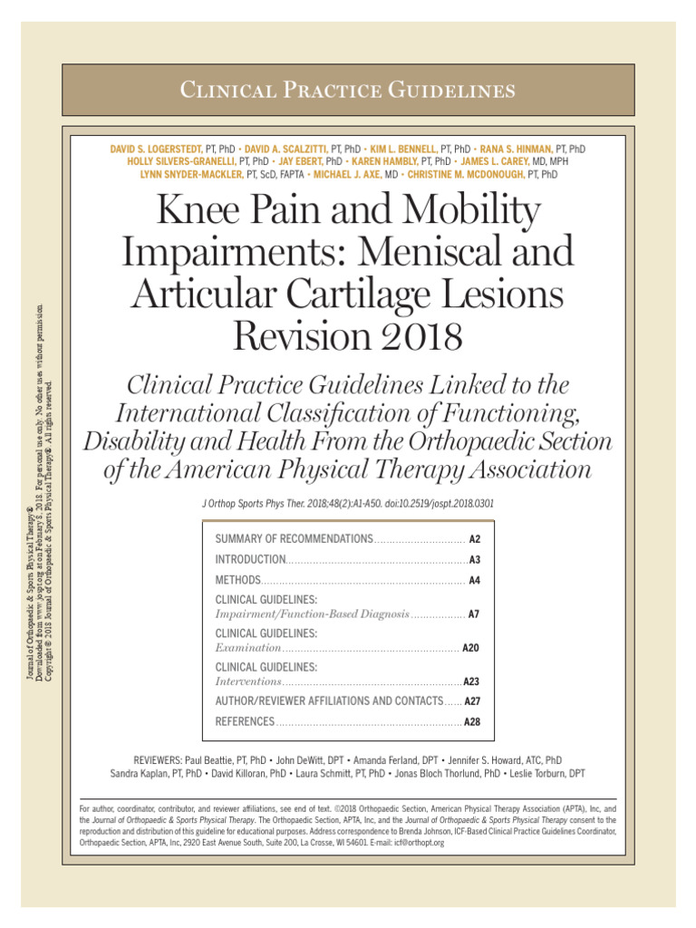 Knee Pain and Mobility Impairments 2018 | PDF | Knee | Physical Therapy