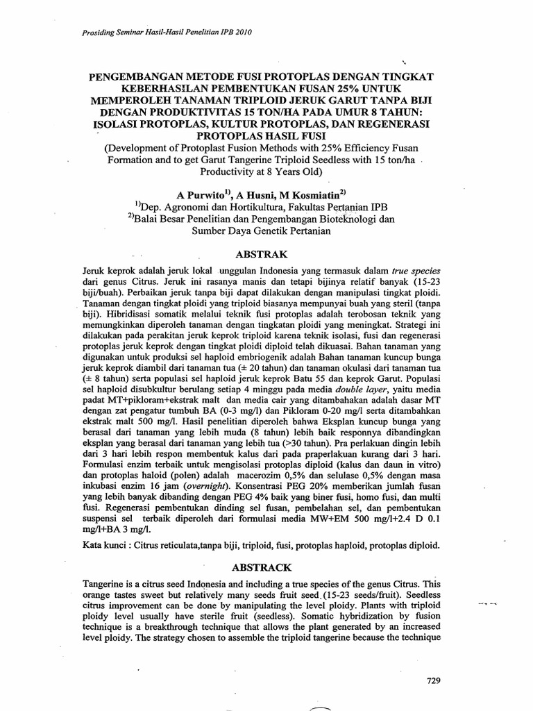 Metode Fusi Protoplas Jeruk Triploid Tanpa Biji | PDF | Sains & Matematika
