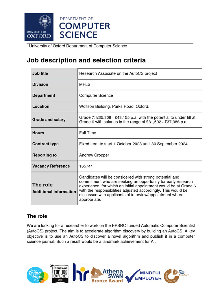 Oxford Vacancy AI | Download Free PDF | Computer Science | Science