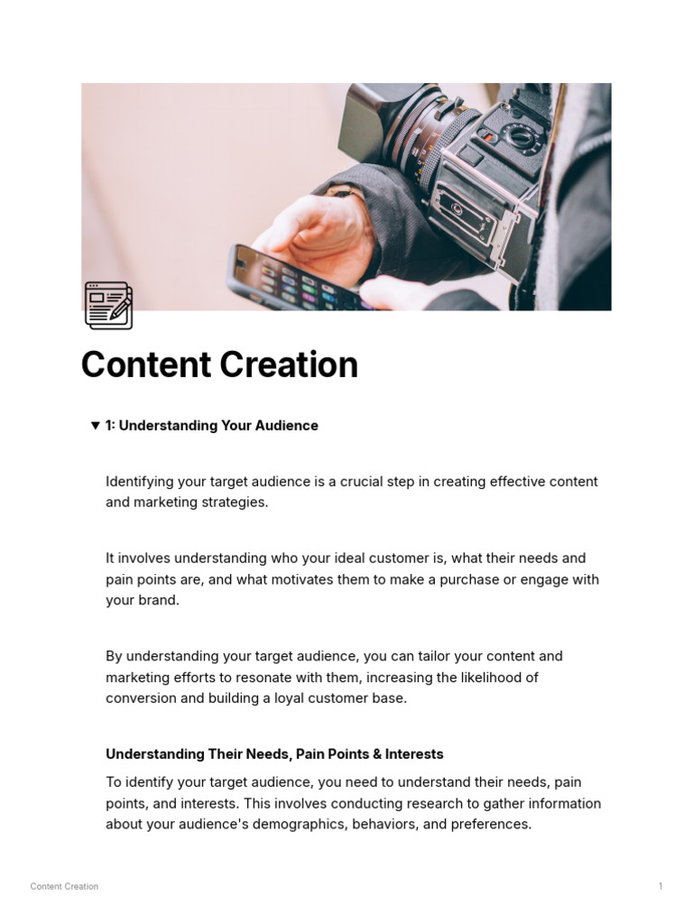 Content Creation | Download Free PDF | Target Audience | Editing