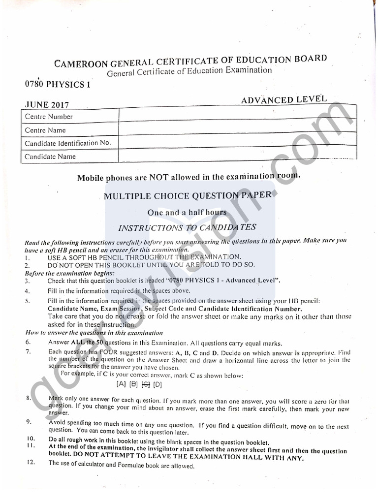 Al Physics 2017 p1 | PDF