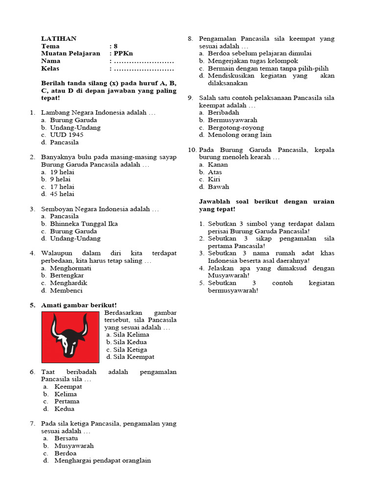 Latihan Soal PPKN Tema 8 by Riddo | PDF