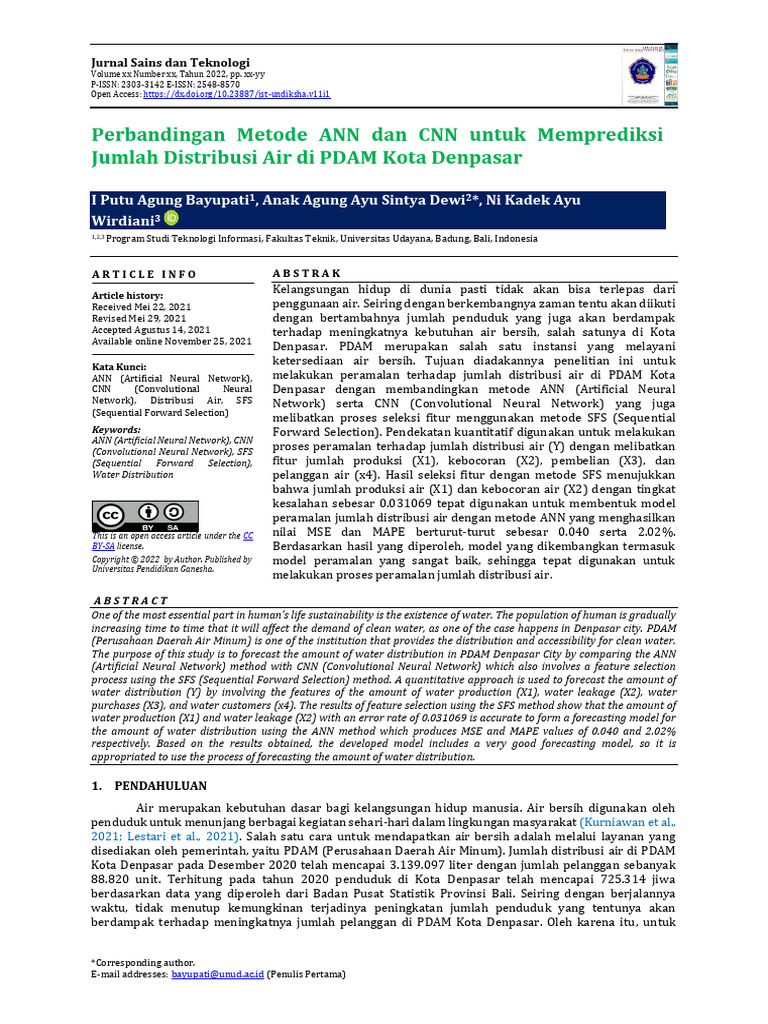 FIX Revisi - Perbandingan Metode ANN dan CNN untuk Memprediksi Jumlah Distribusi Air di PDAM ...