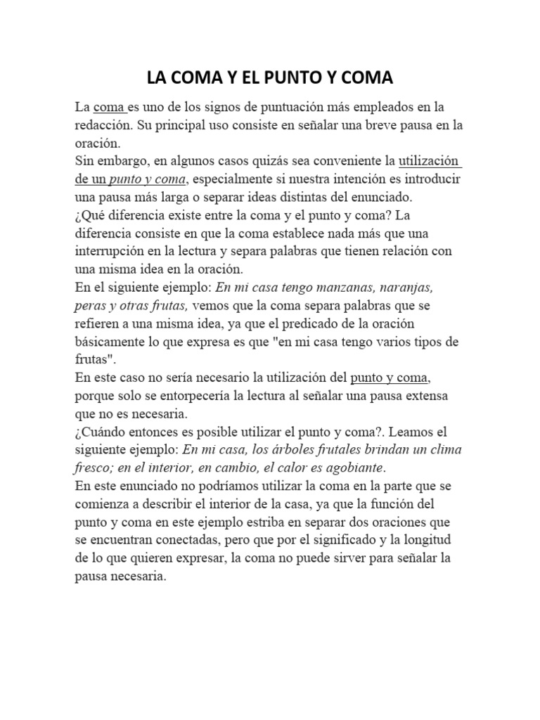 Uso de la Coma y Punto y Coma para Niños | PDF | Crecimiento personal y ...