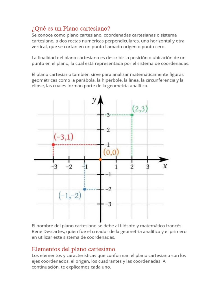 Introducción al Plano Cartesiano | PDF | Sistema de coordenadas ...