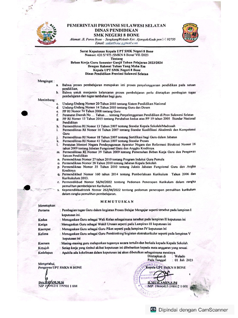 SK - Pembagian Tugas Tapel 2023-2024 | PDF