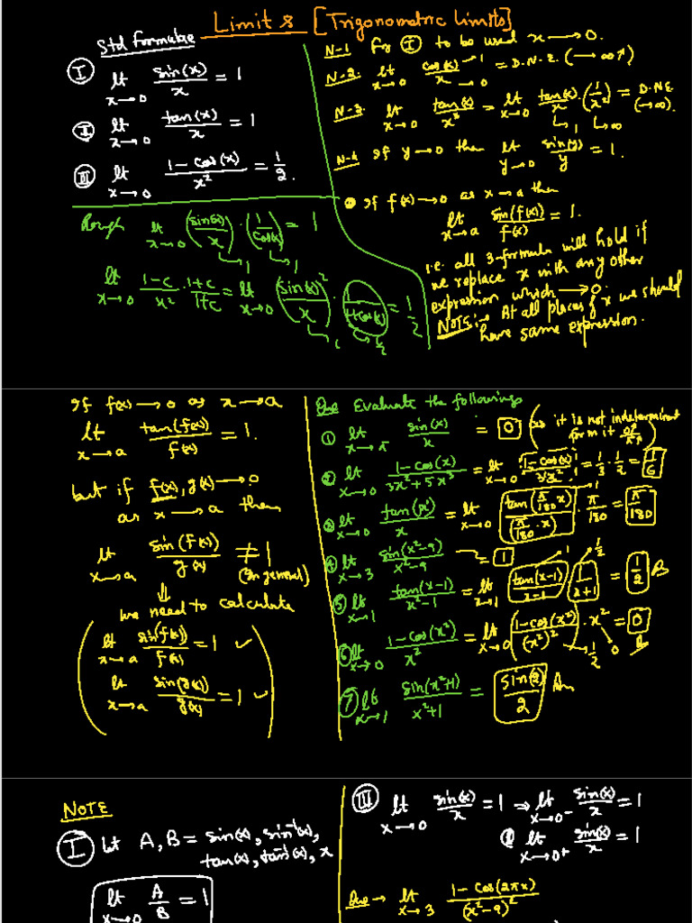 Xii Limits L 4 Trigonometric Exponential Pdf