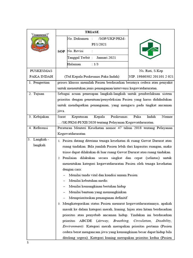 Ep.1 SOP TRIAGE | PDF