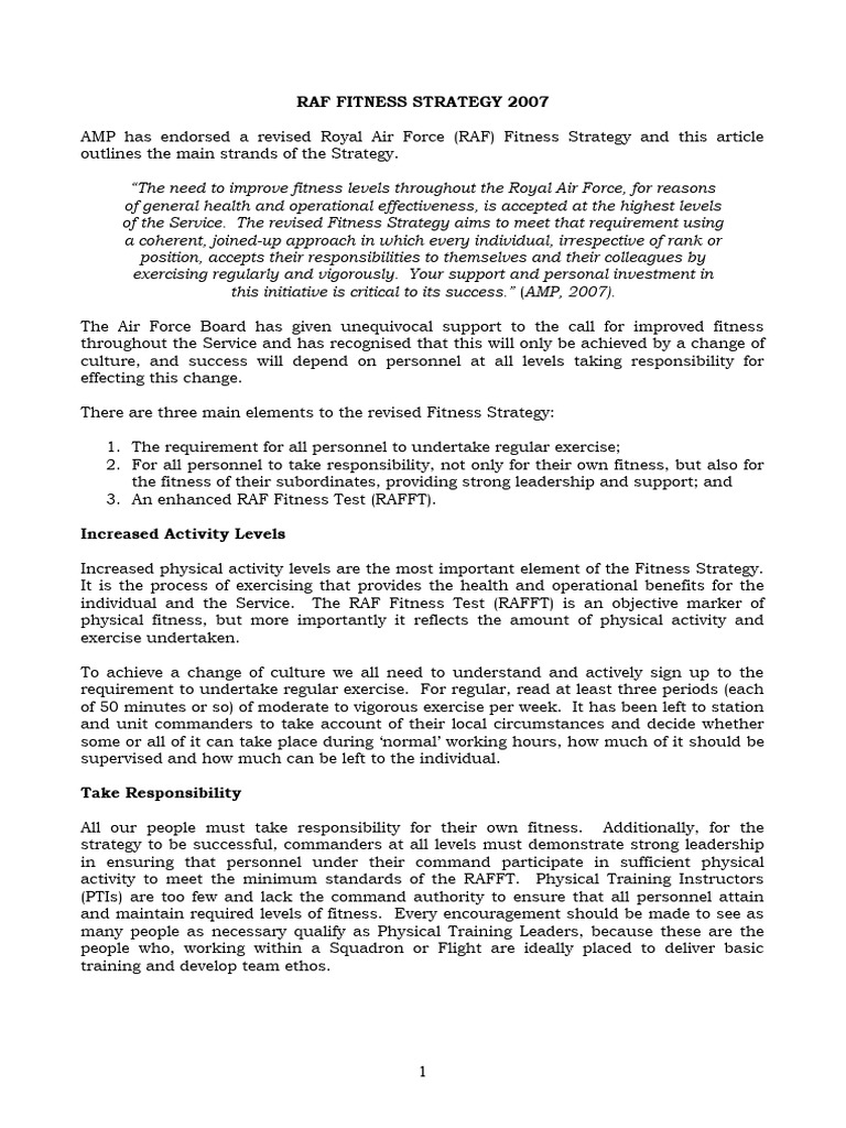 Raf Fitness Strategy Raf 2007 | PDF | Physical Fitness | Body Mass Index