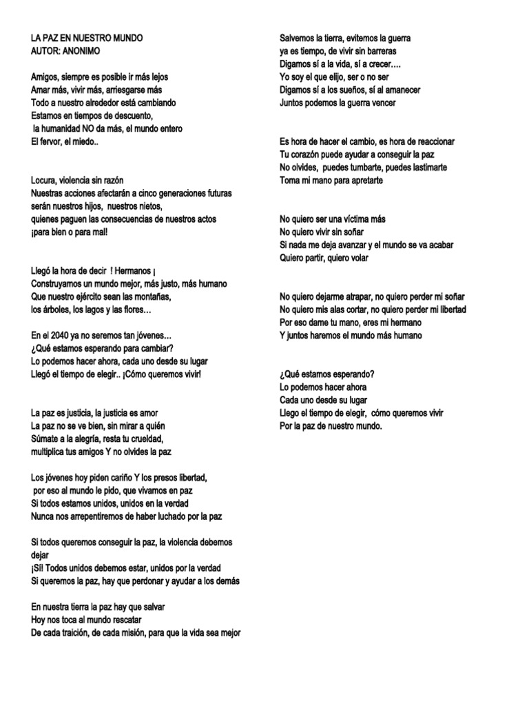 La Paz en Nuestro Mundo | PDF