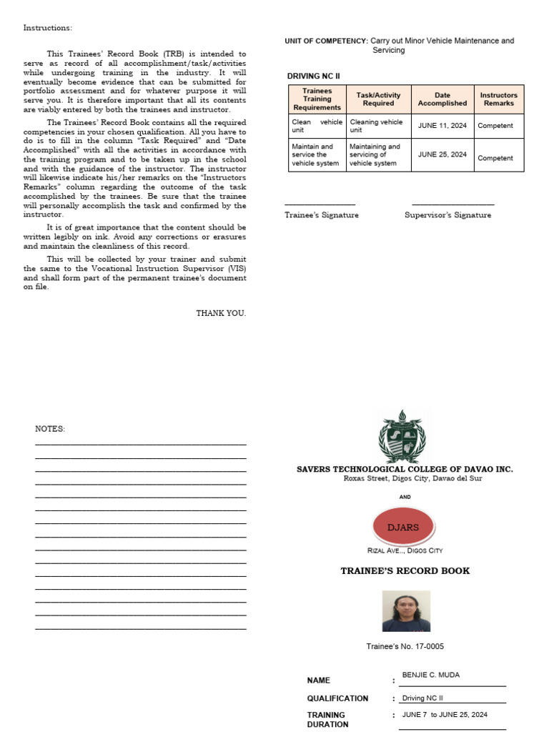 Trainees Record Book | PDF