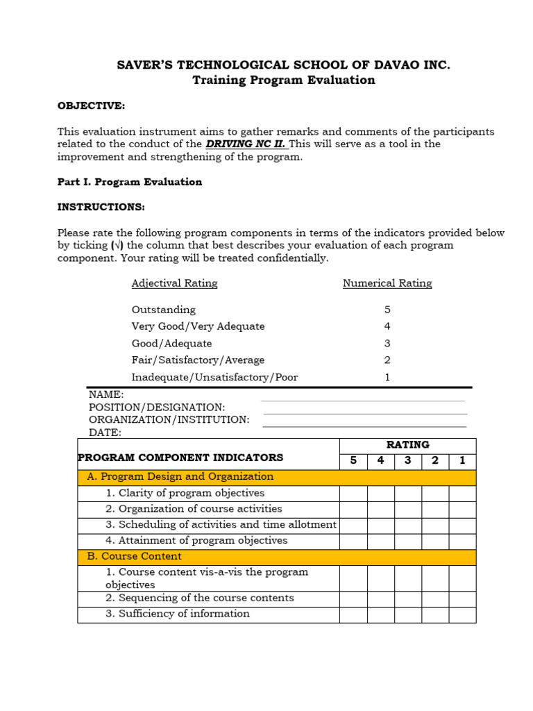 Training Program Evaluation | PDF | Learning | Traffic