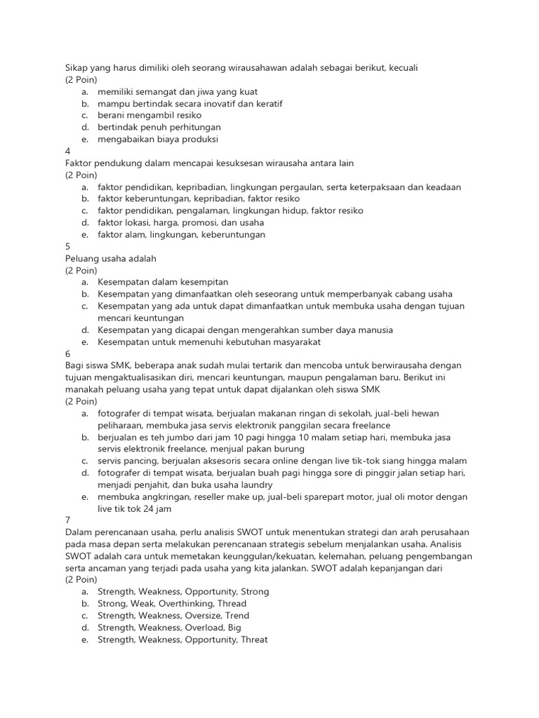 Bank Soal Ujian PKKK 2024 | PDF